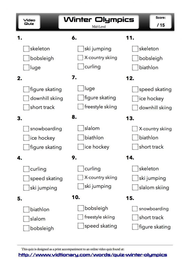 Winter Olympics Lesson – Vidtionary: A Video Dictionary